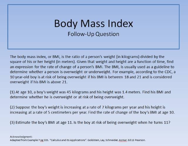 Body Mass Index | Microtutorials in Mathematics